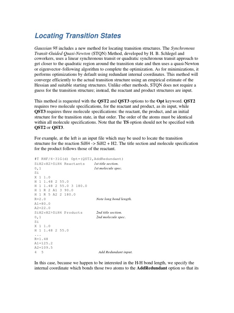 Modeling Transition State in Gaussian | PDF | Mathematical Optimization ...