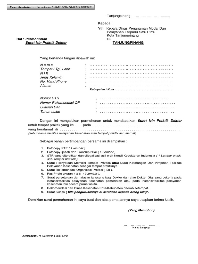 Formulir SIP Dokter | PDF