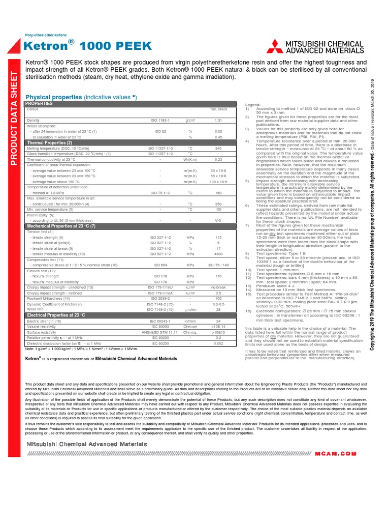 Ketron 1000 PEEK PDS E 30032019 01 | PDF | Strength Of Materials ...