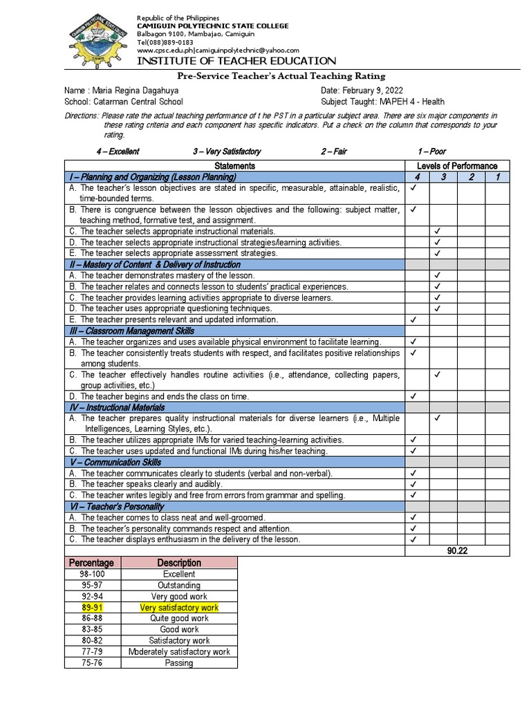 Demo Teaching Rubric 2022 | PDF | Teachers | Teaching Method