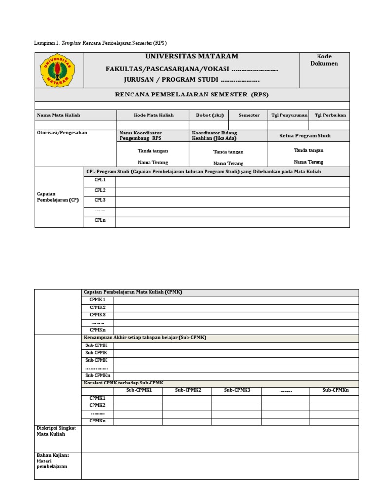Template RPS & RTM Unram | PDF