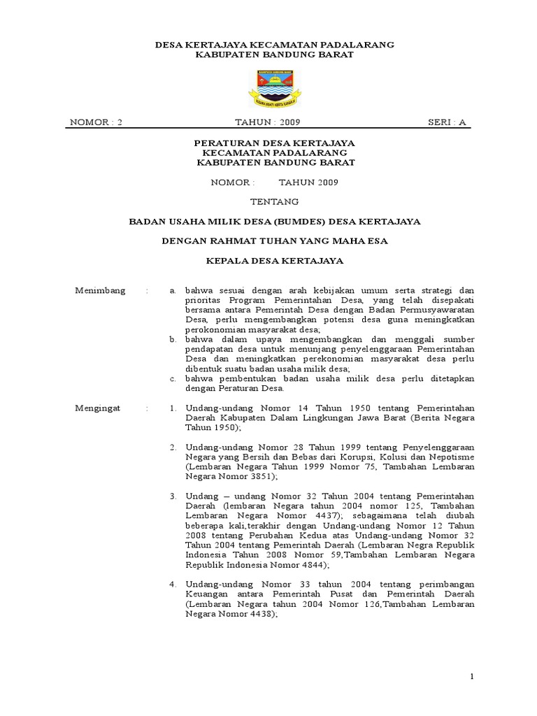 Perdes Bumdes Kertajaya | PDF