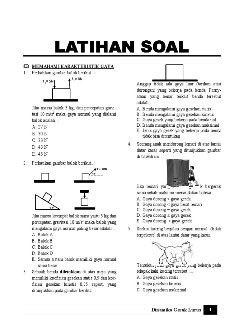 Latihan Soal Dinamika Gerak Lurus | PDF