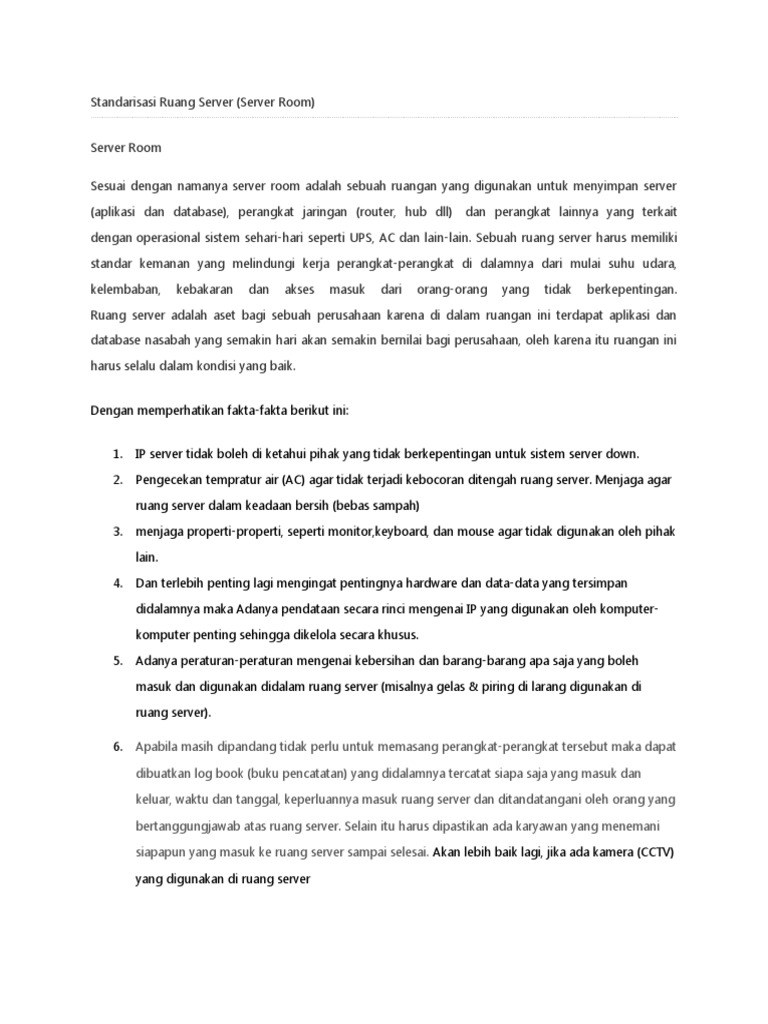 Standarisasi Ruang Server yang Efektif | PDF | Griya & Taman