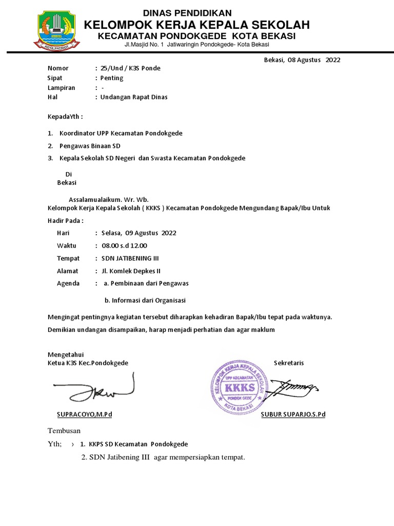 Undangan Rapat K3S | PDF