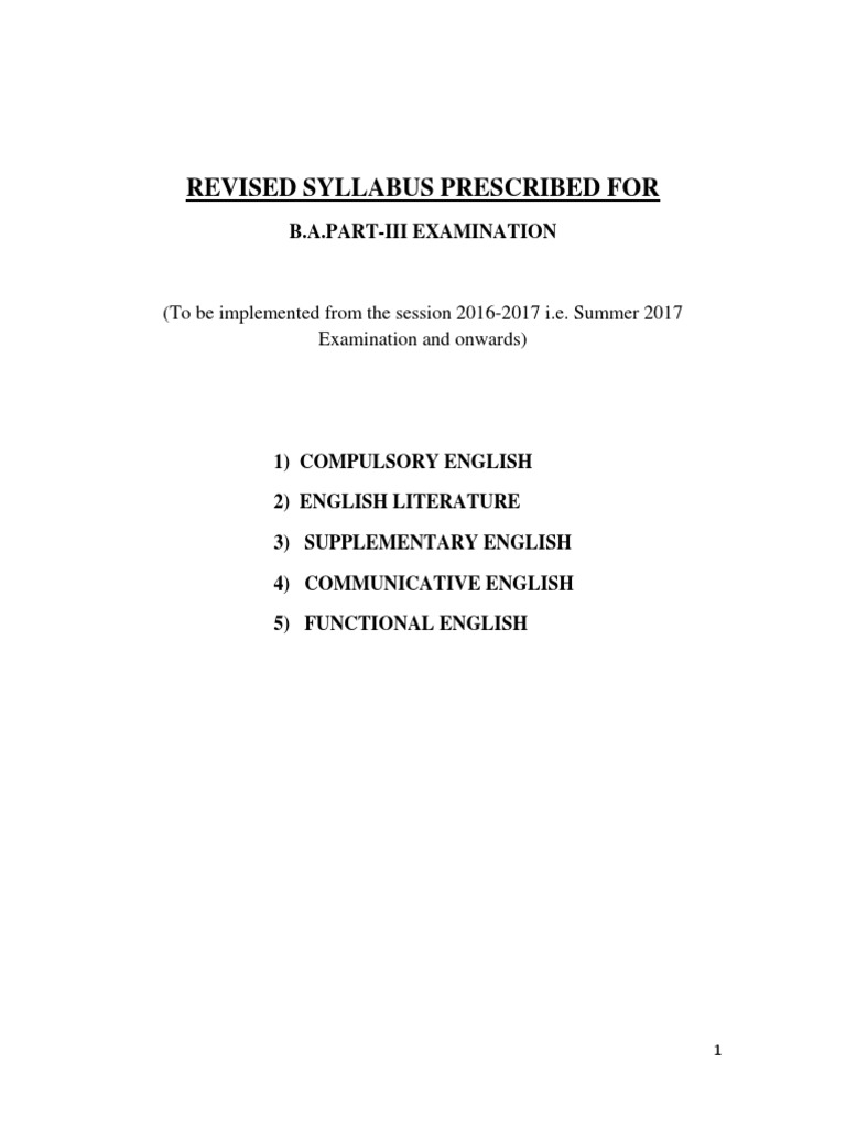 BA Part-III English Syllabus Overview | PDF | Entrepreneurship | Test ...