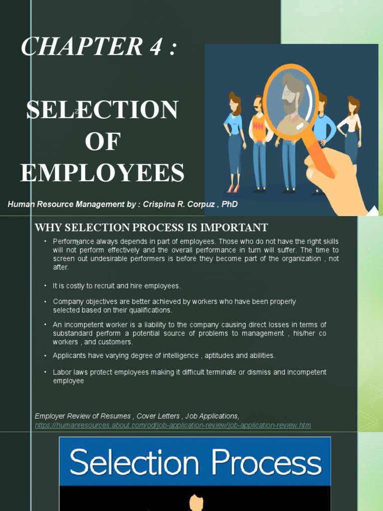 HRM - Chapter 4 - Selection of Employees | PDF | Résumé | Employment
