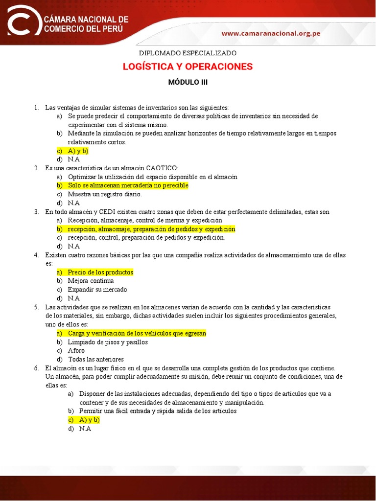 EXAMEN 3 - LyO | PDF | Almacén | Logística