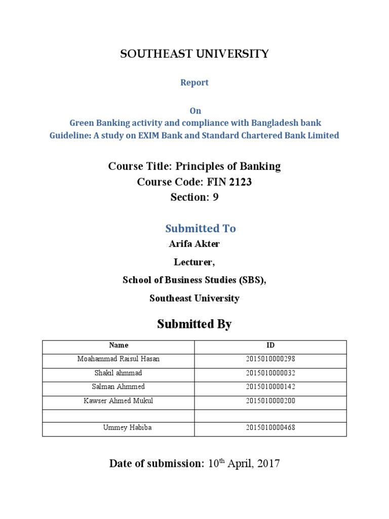 Analysis of Green Banking Initiatives at EXIM Bank and Standard ...