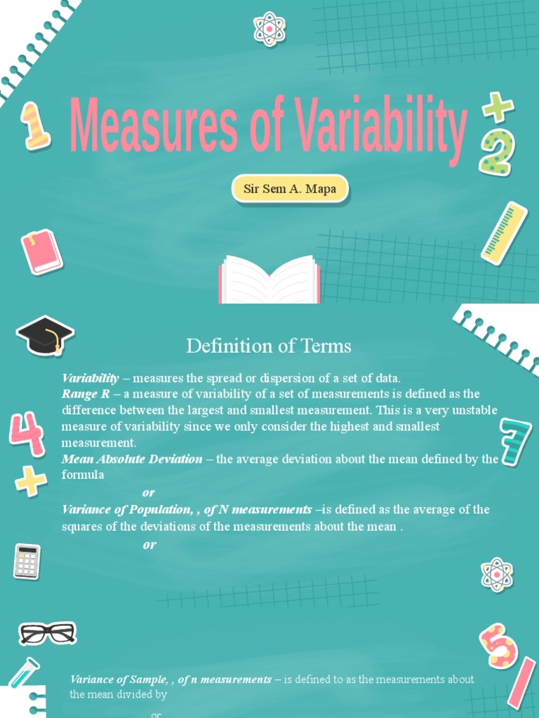 Measures of Variability | PDF | Standard Deviation | Variance Measures of Variability | PDF | Standard Deviation | Variance