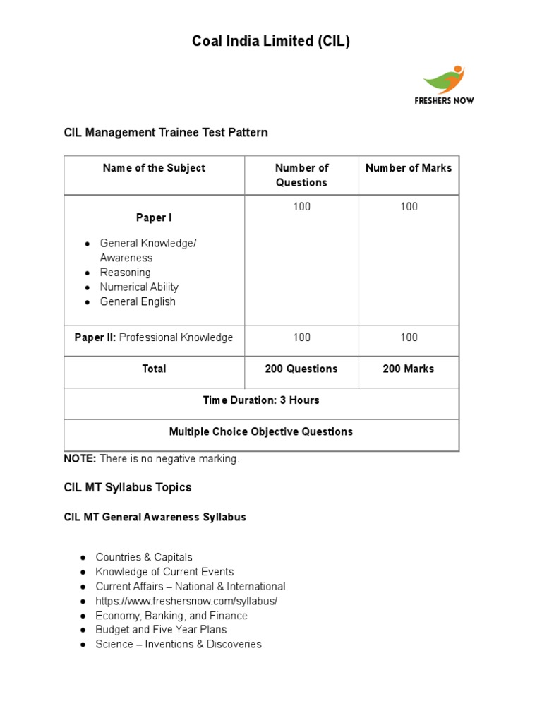 CIL Management Trainee Exam Pattern & Syllabus | PDF | Fluid Dynamics | Heat Transfer