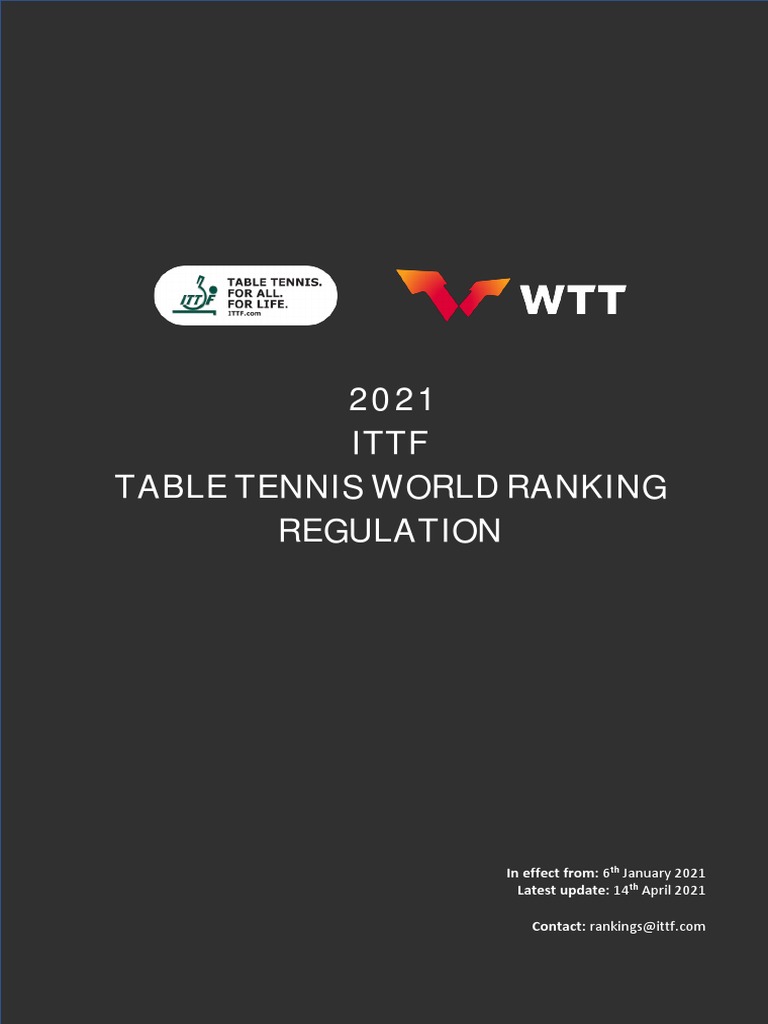 2021 ITTF Table Tennis World Ranking Regulation - 20210414 | PDF ...