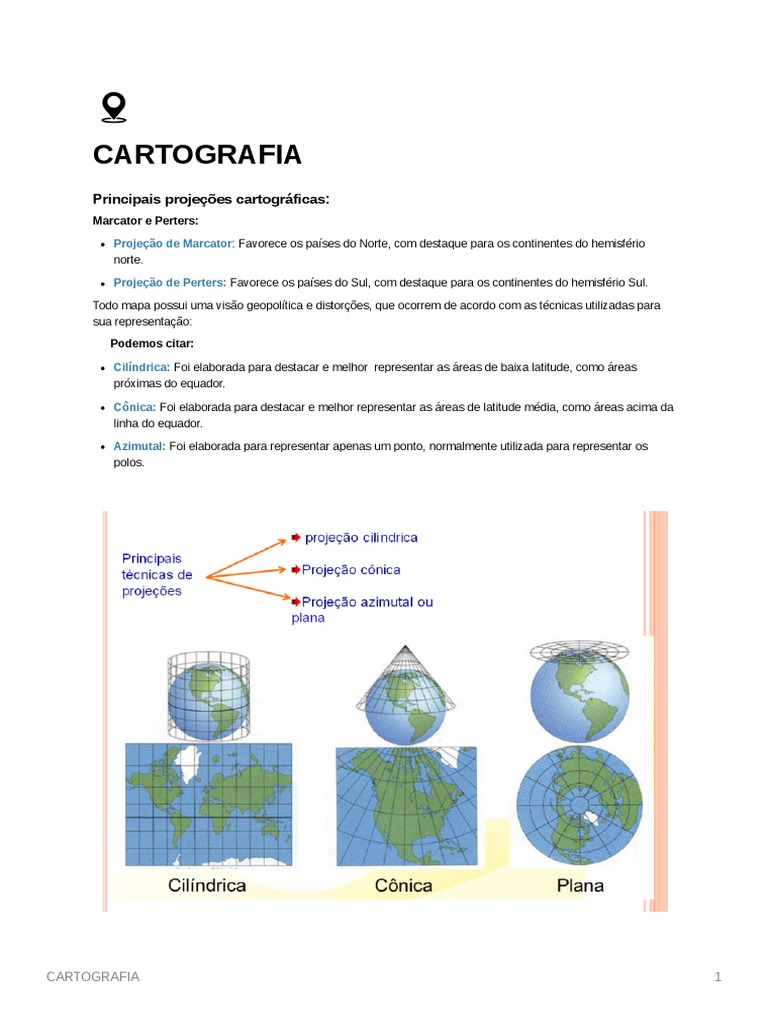 CARTOGRAFIA - Resumo | PDF | Cartografia | Mapa