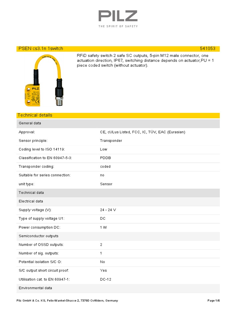 PSEN cs3.1n 1switch 541053 | PDF | Switch | Electrical Engineering
