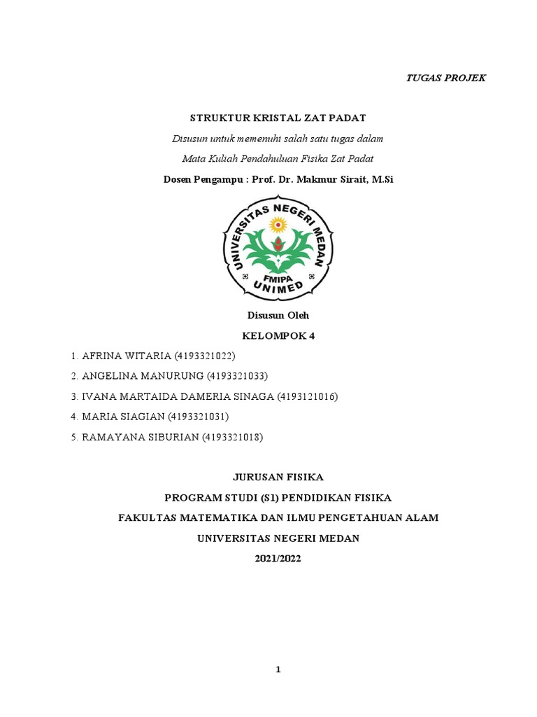 Kelompok 4 - Projek - Dik19B - Fisika Zat Padat | PDF Kelompok 4 - Projek - Dik19B - Fisika Zat Padat | PDF