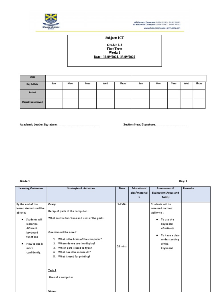 Week 2 ICT 1-3 | PDF | Educational Technology | Computer Keyboard