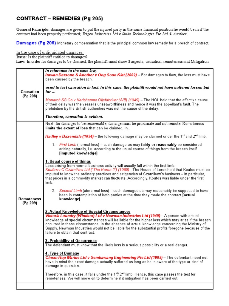 6 Contract - Remedies | PDF | Damages | Specific Performance