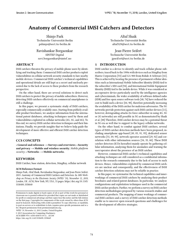 Anatomy of Commercial IMSI Catchers and Detectors | PDF | Mobile Phones ...