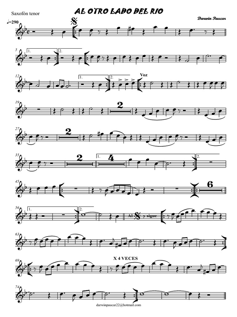AL OTRO LADO DEL RIO - Saxofón Tenor | PDF