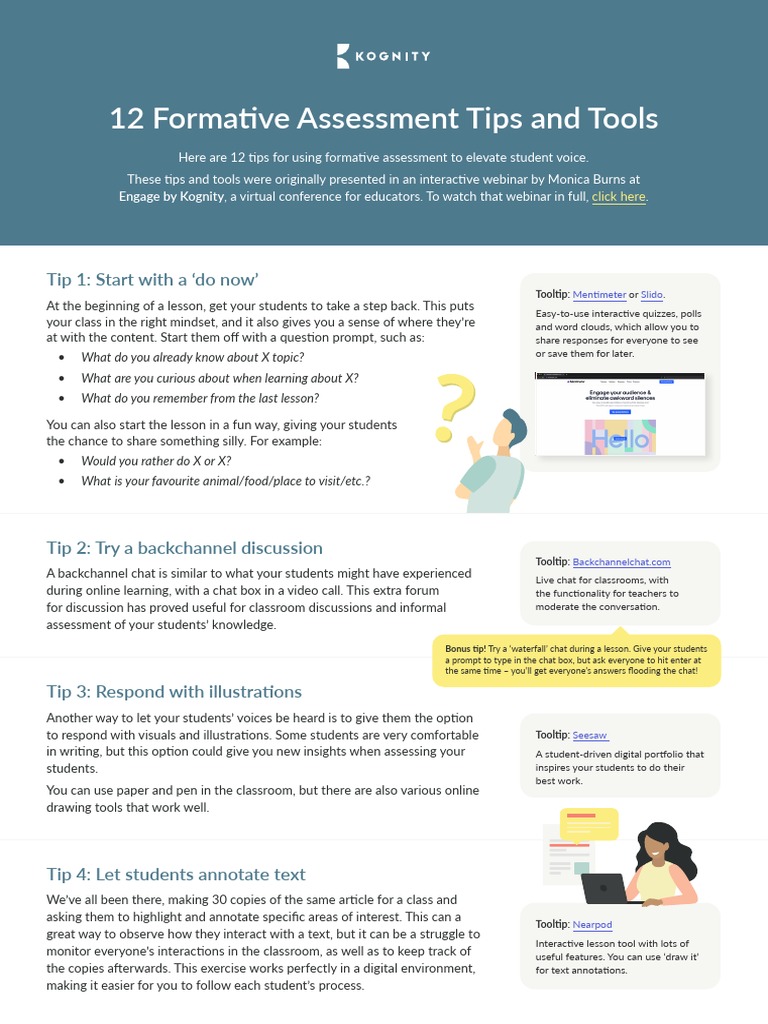 12 Formative Assessment Tools and Tips | PDF | Educational Technology ...