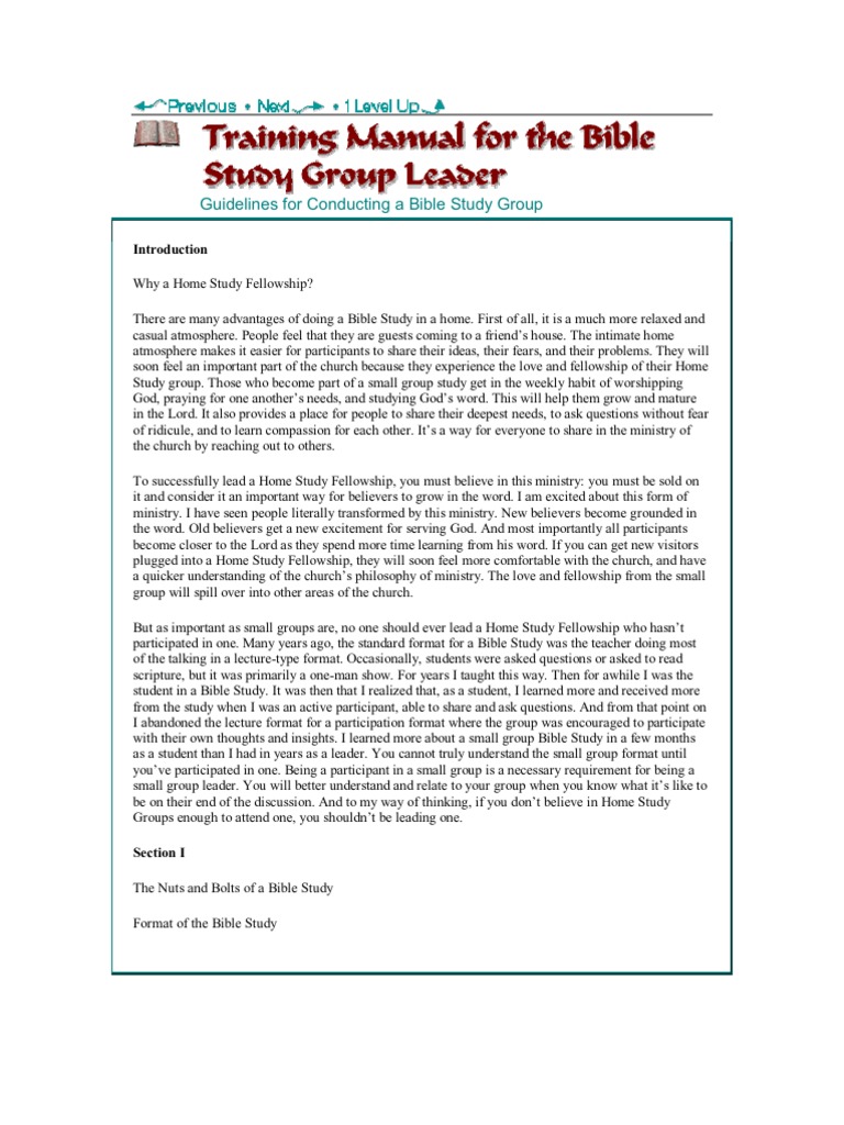 Guidelines For Conducting A Bible Study Group | PDF | Expository ...