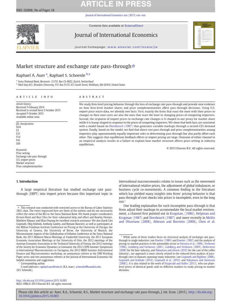 Market Structure and Exchange Rate Pass Through | PDF | Market ...