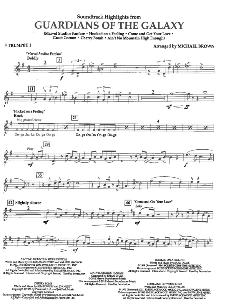Guardians of The Galaxy - Trumpet Parts | PDF