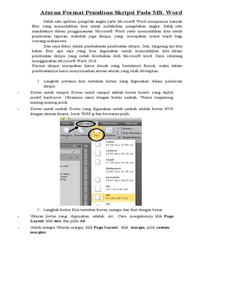 Aturan Format Penulisan Skripsi Pada MS | PDF