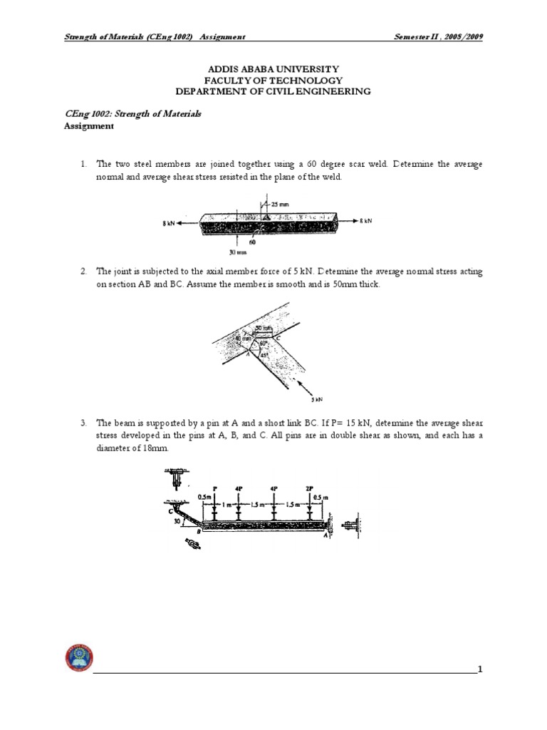 AAU Som Assignment 1 Questions | PDF | Bending | Beam (Structure)