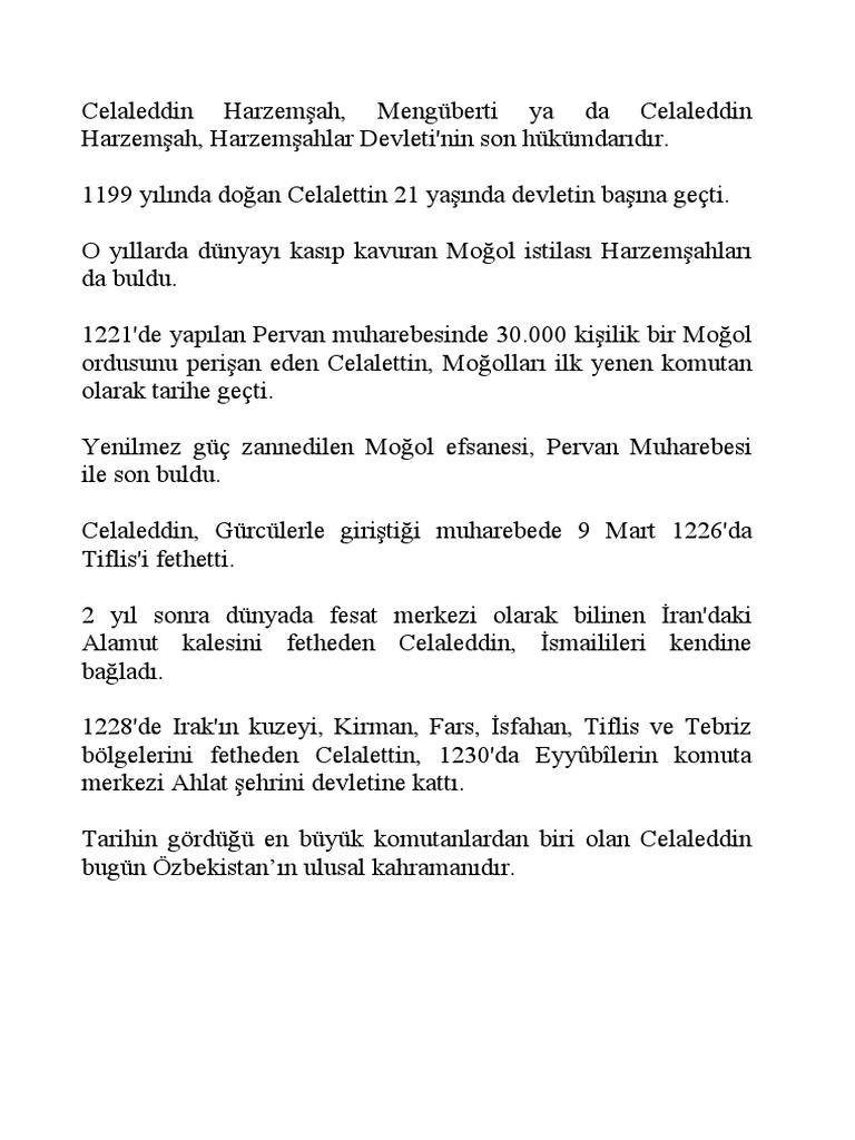 Celaleddi̇n Harezmşah Ak | PDF