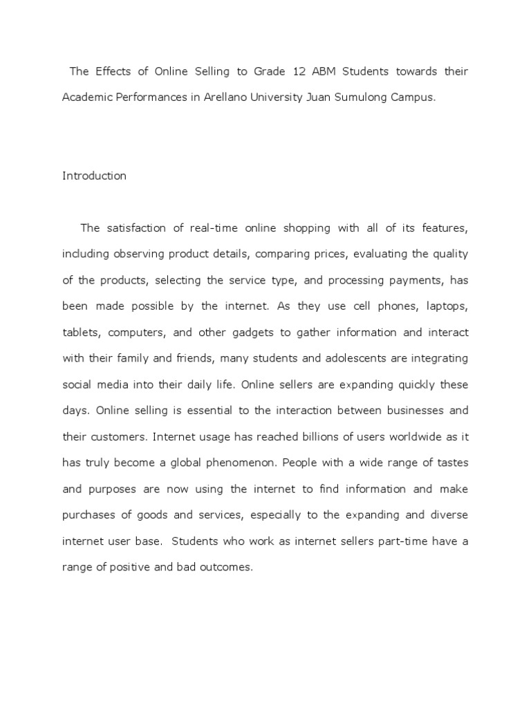 Effects of Online Selling on ABM Students | PDF | E Commerce | Internet