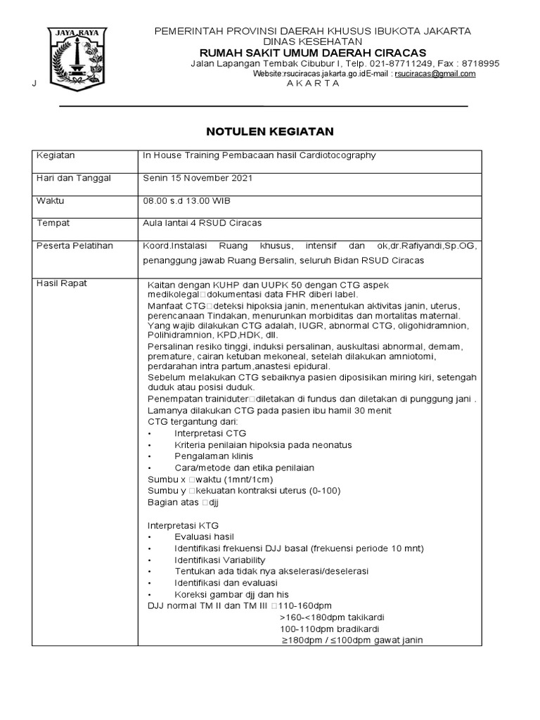 Notulen Iht CTG | PDF