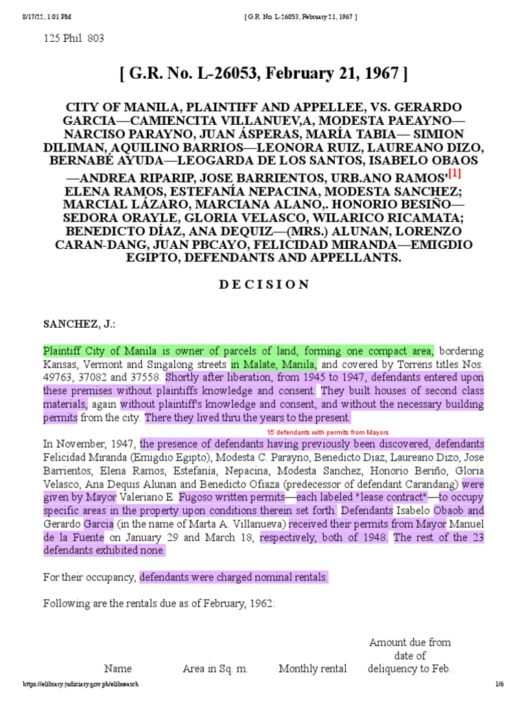 City of Manila v. Garcia L-26053, Feb. 21, 1967 | PDF | Lawsuit ...