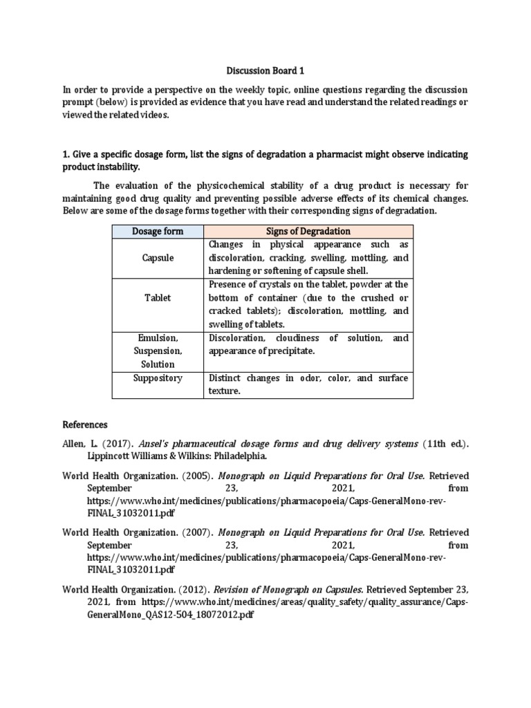 Signs of Degradation in Dosage Forms | PDF | Tablet (Pharmacy ...