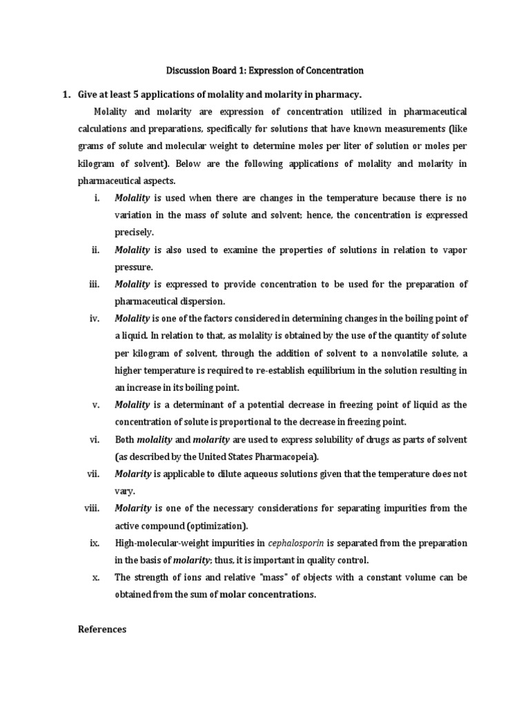 Expression of Concentration | PDF | Concentration | Molar Concentration