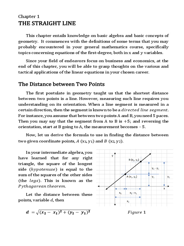Chapter 1 - Review of The The Straight Lines (Week 1 and 2) | PDF ...