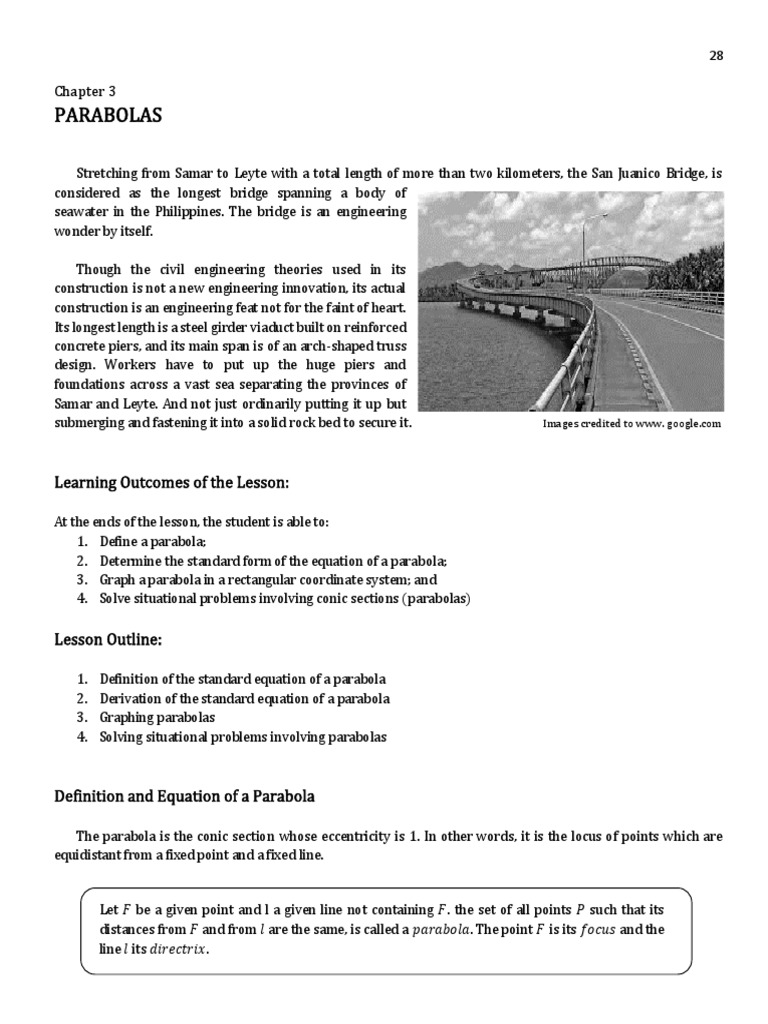 Parabolas: Concepts and Applications | PDF | Geometry | Mathematical ...