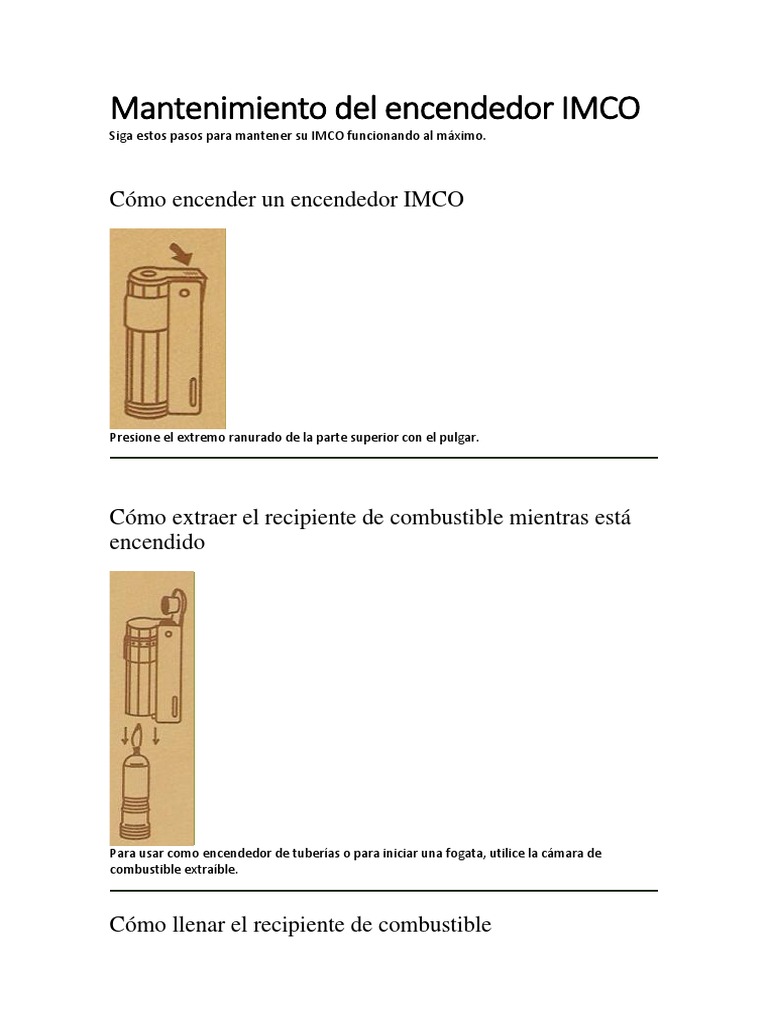 Mantenimiento Completo Encendedor IMCO | PDF | Bienes manufacturados