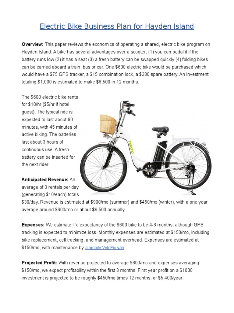 Business Plan For Electric Bike Service | PDF | Transport | Land Transport