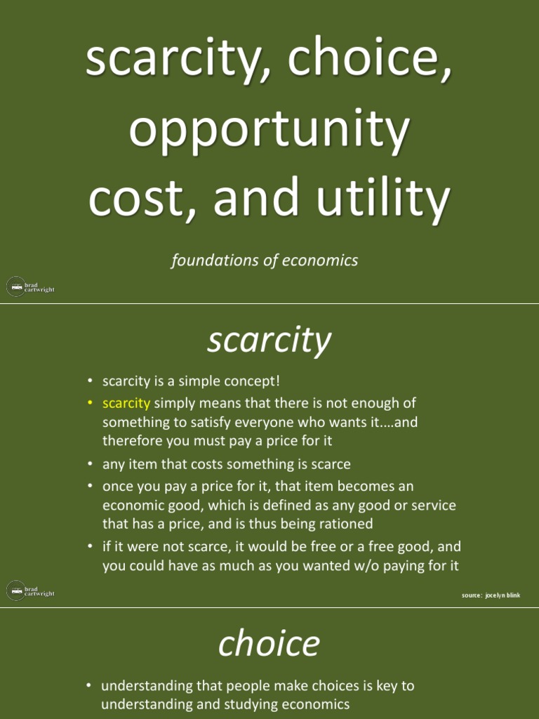 Scarcity, Choice, Opportunity Cost, and Utility: Foundations of ...