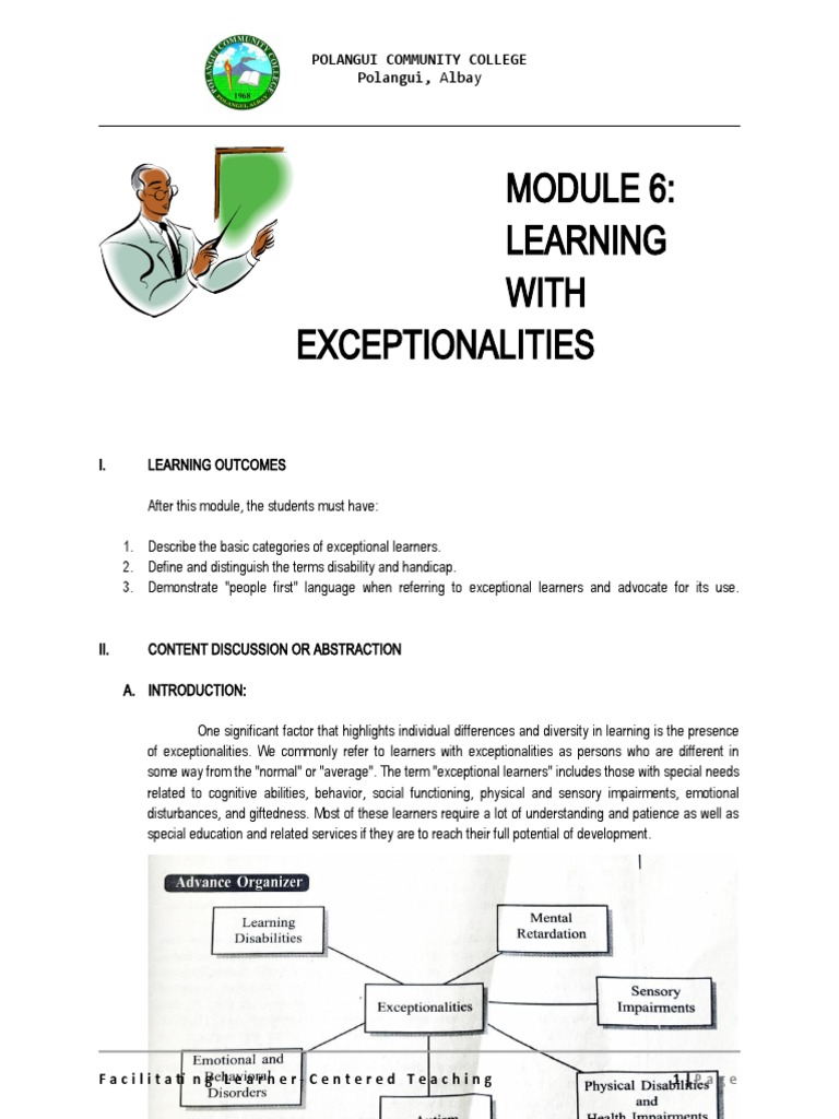 Module 6 Learning With Exceptionalities | Download Free PDF | Disability | Intellectual Disability