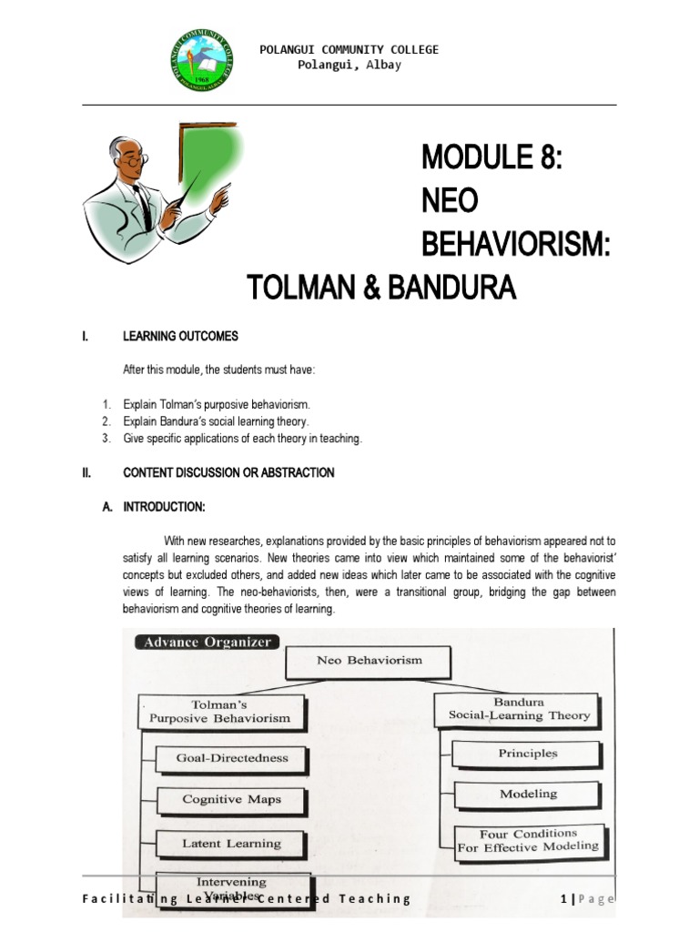 Module 8 Neo Behaviorism Tolman and Bandura | PDF | Behaviorism | Learning