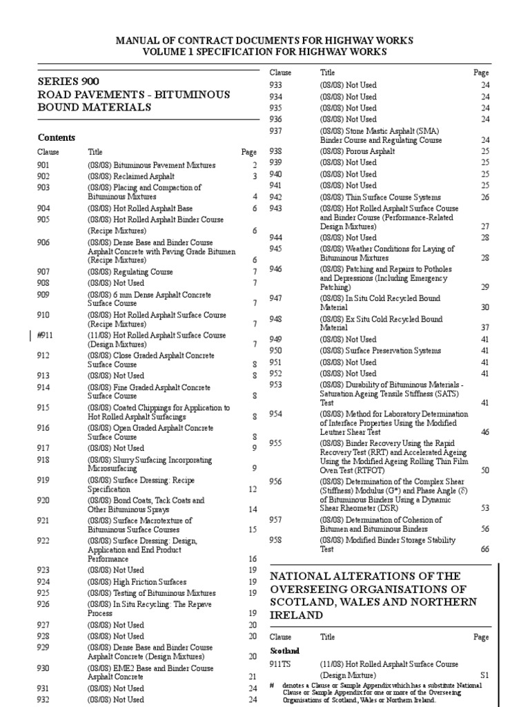 Series 900 Road Pavements - Bituminous Bound Materials | PDF | Road ...