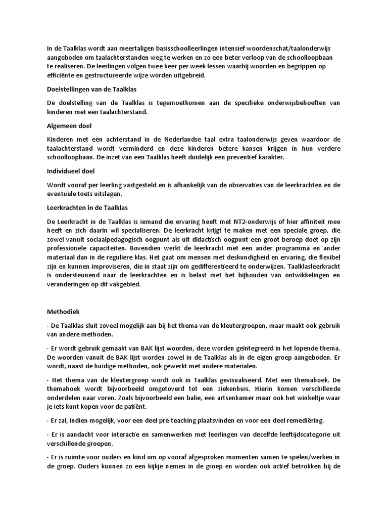 Functieomschrijving Taalspecialist | PDF