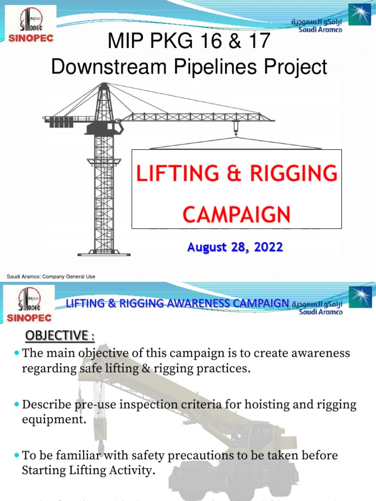 Sinopec MIP PKG 16 & 17 Lifting & Rigging Campaign - August 2022 | PDF ...
