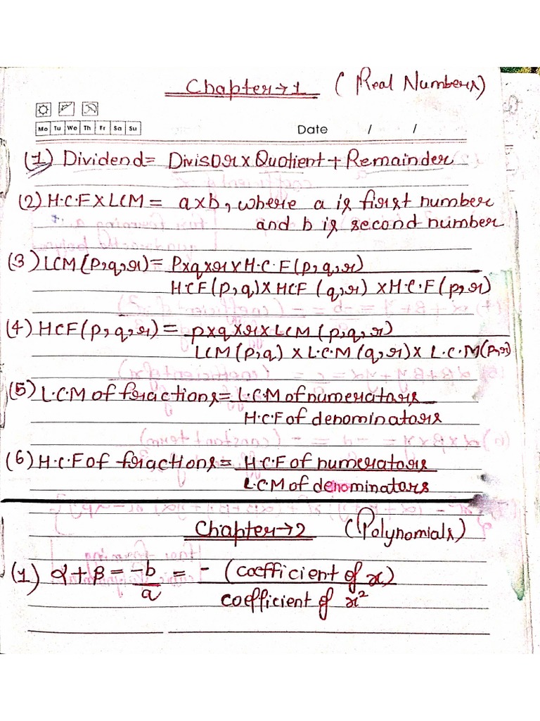 Maths Formula Class 10 List | PDF
