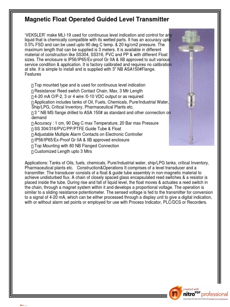 Level Transmitter | PDF | Resistor | Electromagnetism