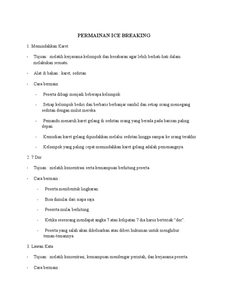 Permainan Ice Breaking | PDF