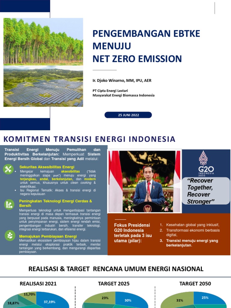 Bahan Paparan - Pengembangan EBTKE Menuju NZE (Djoko Winarno) | PDF