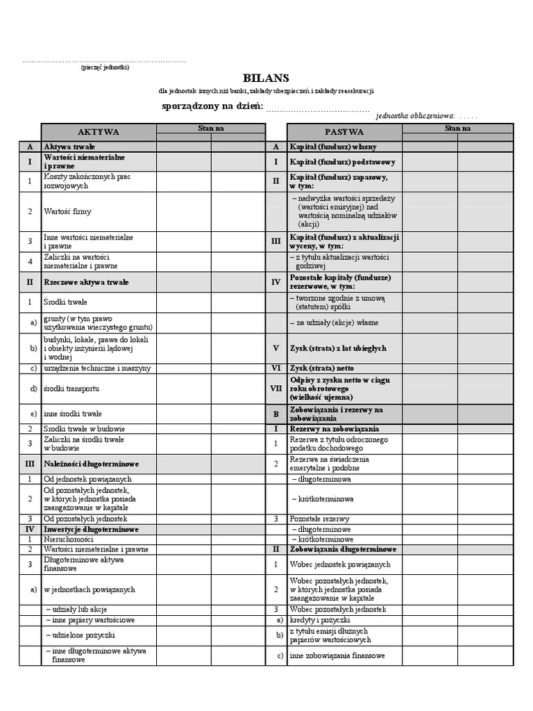 R2 Wzór Bilansu | PDF